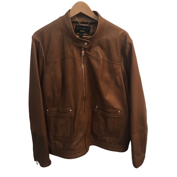 Bernardo | Jackets & Coats | Bernardo 0 Saddle Brown Leather Jacket ...